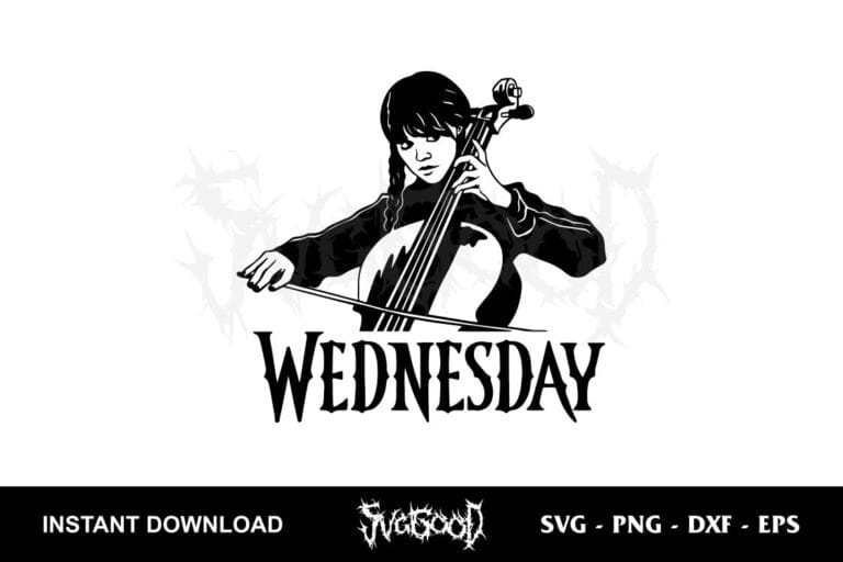 Wednesday Addams Playing Cello SVG - SVGGOOD