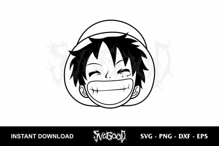 Monkey D Luffy Face Silhouette SVG - SVGGOOD