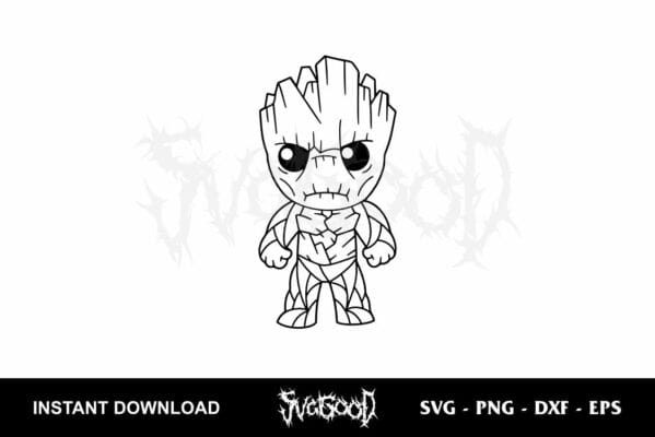 Baby Groot Angry Outline SVG - SVGGOOD